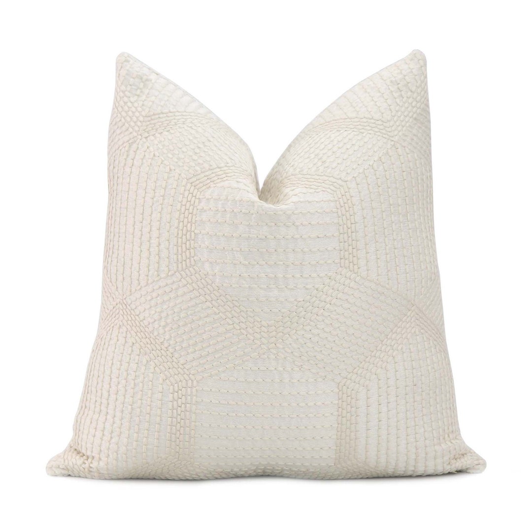 SAMPLE SALE Schumacher Embroidered Tortuga Ivory Throw Pillow Cover ...