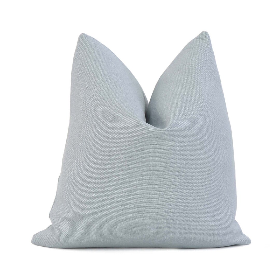SAMPLE SALE Solid Light Blue Linen Throw Pillow Cover Case With Gold ...
