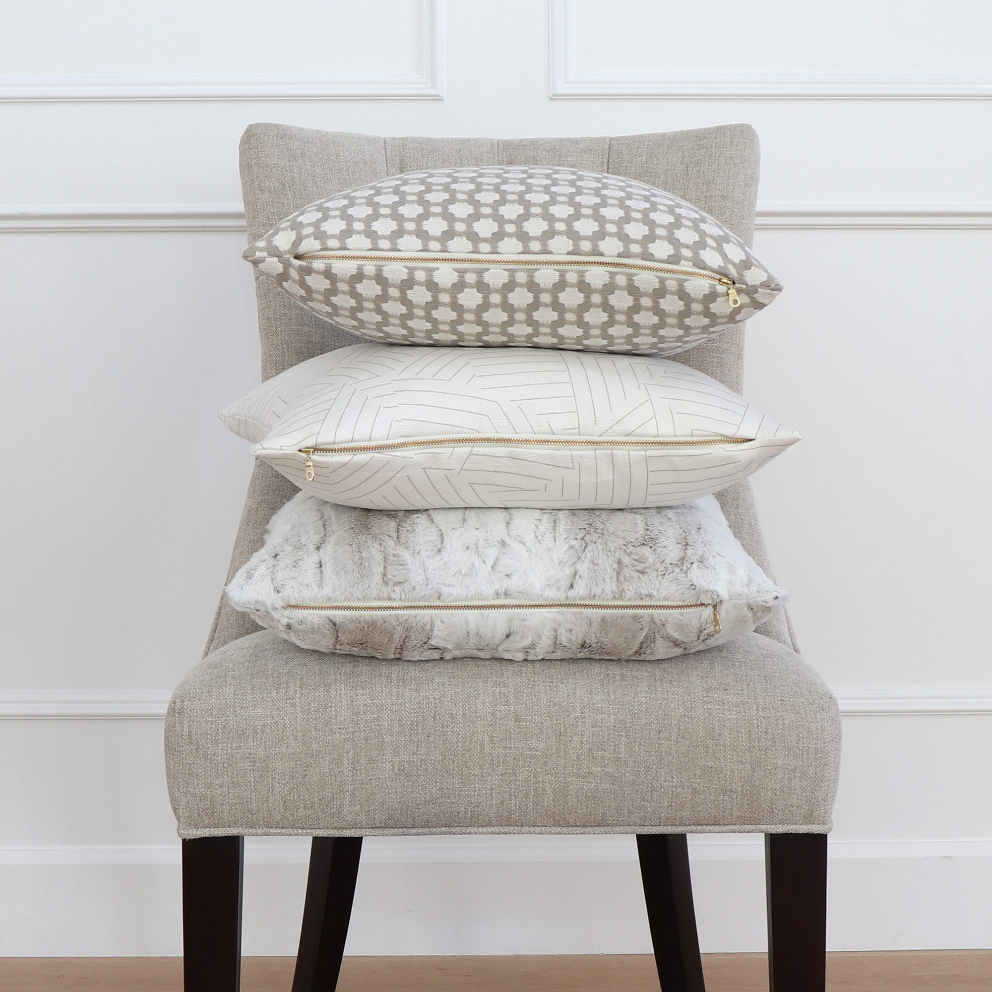 Schumacher Deconstructed Stripe Greige Throw Pillow Cover With Zipper ...