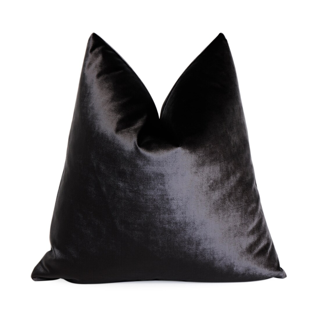 SAMPLE SALE Solid Jet Black Velvet Throw Pillow 16x16", 17x17" and ...