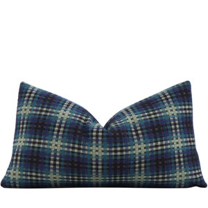 Scalamandre Twiggy Blue Touch Checkered Designer Zippered Pillow Cover ...