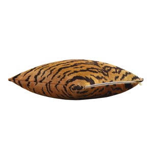 Silk Velvet Tiger Print Lumbar Throw Pillow Cover With Zipper in Gold ...