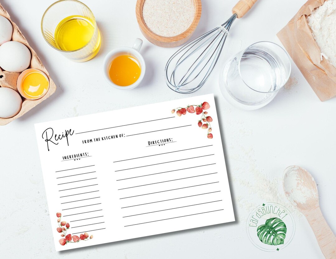 Vintage Strawberry Recipe Card – Printable 4x6 | Instant Download ...