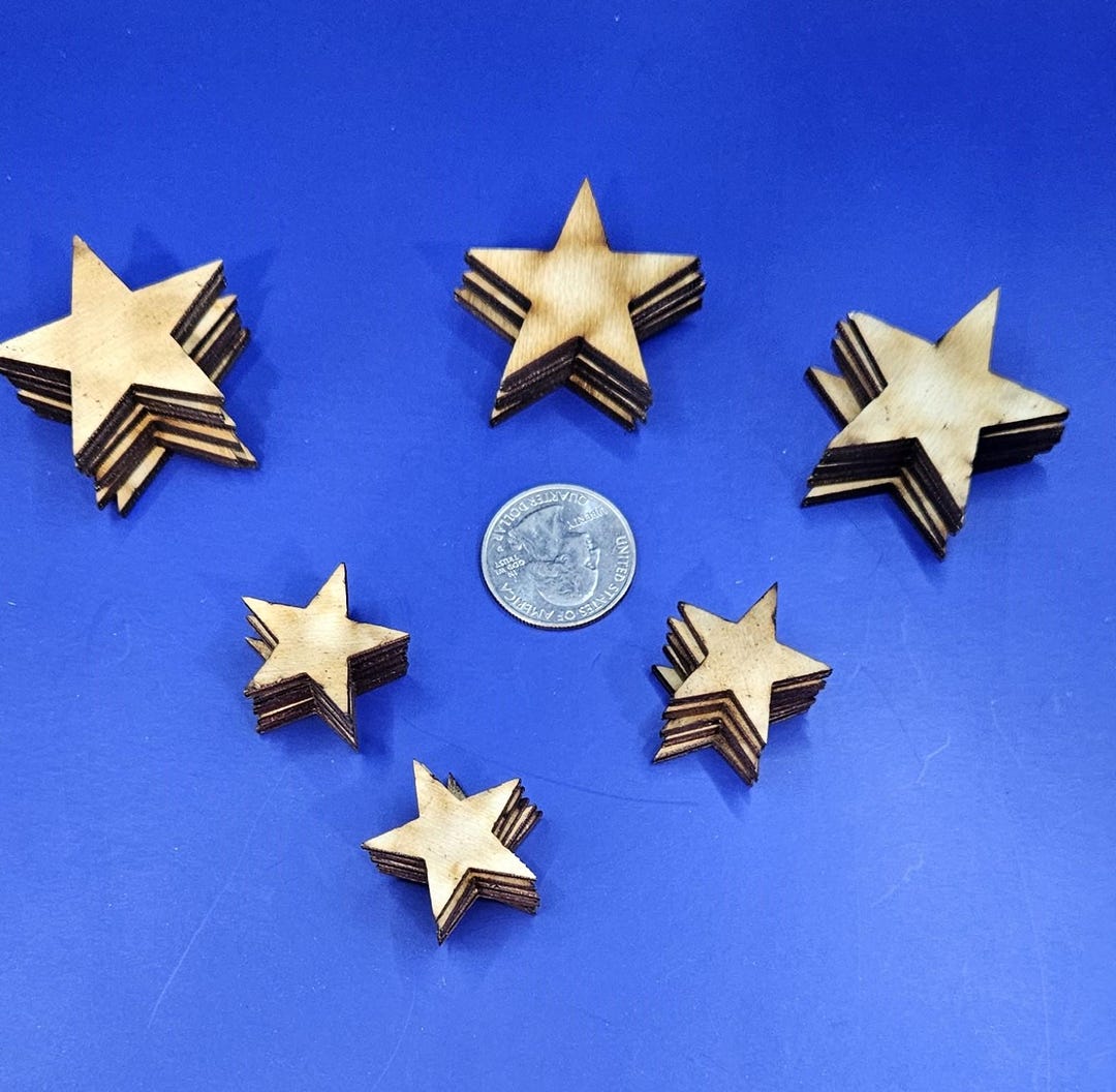 Wooden Star Shapes, Unfinished Wood Star Blanks, 1" & 1.5" Mixed Size ...