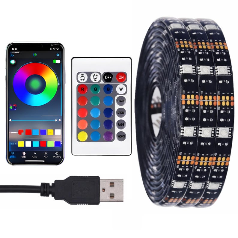 USB LED Strip Light App Controlled | RGB Tv Backlight 1–5 Meter With ...