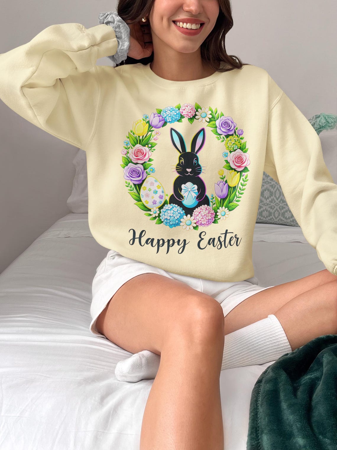 Floral Coquette Easter Bunny Png, Pastel Spring Flowers Easter Shirt ...