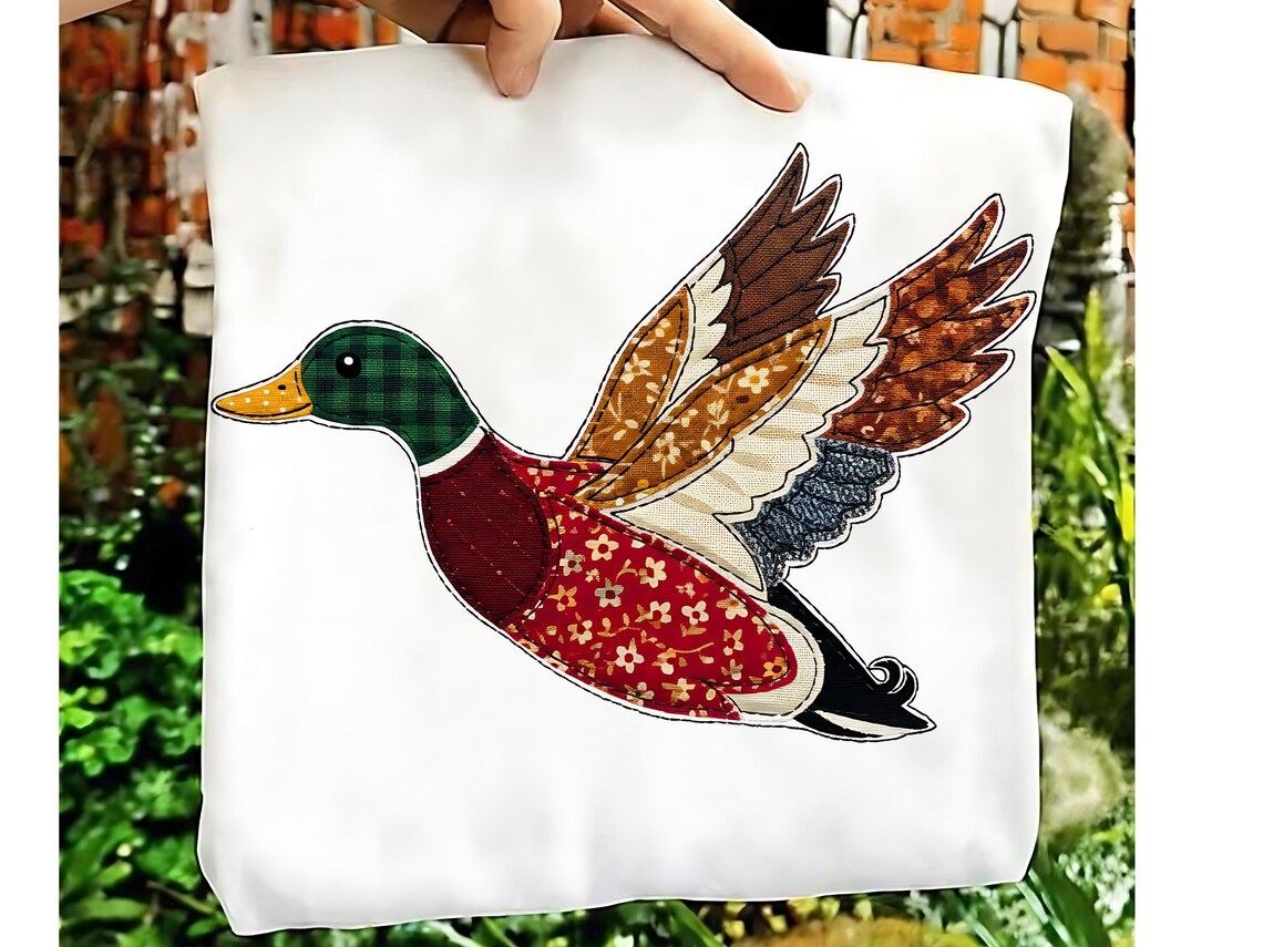 Patchwork Sitting Mallard Duck PNG, Bird Hunting Graphic, Outdoors ...