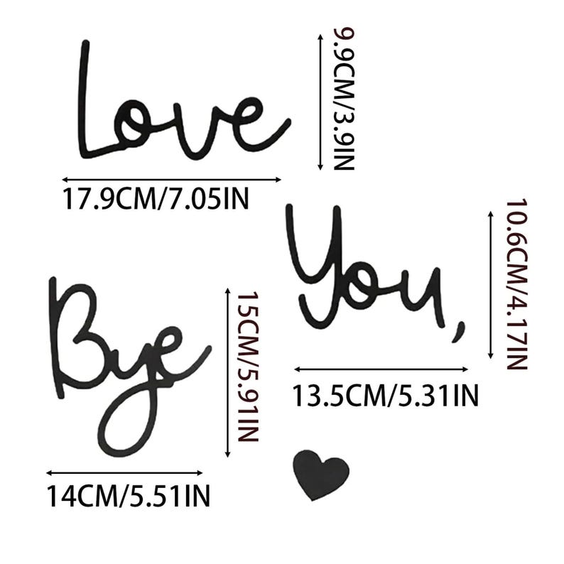 Love You, Bye With Heart & Comma | Wooden Script Entryway Hallway Sign ...