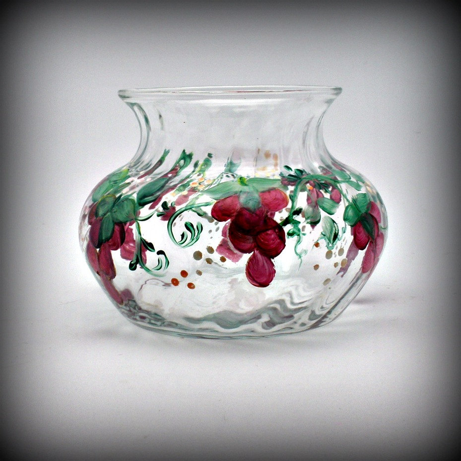 Painted Grape Glass Vase Hand Painted Magenta Grapes on Round - Etsy