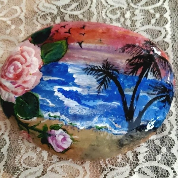 Painted Beach Rock - Etsy