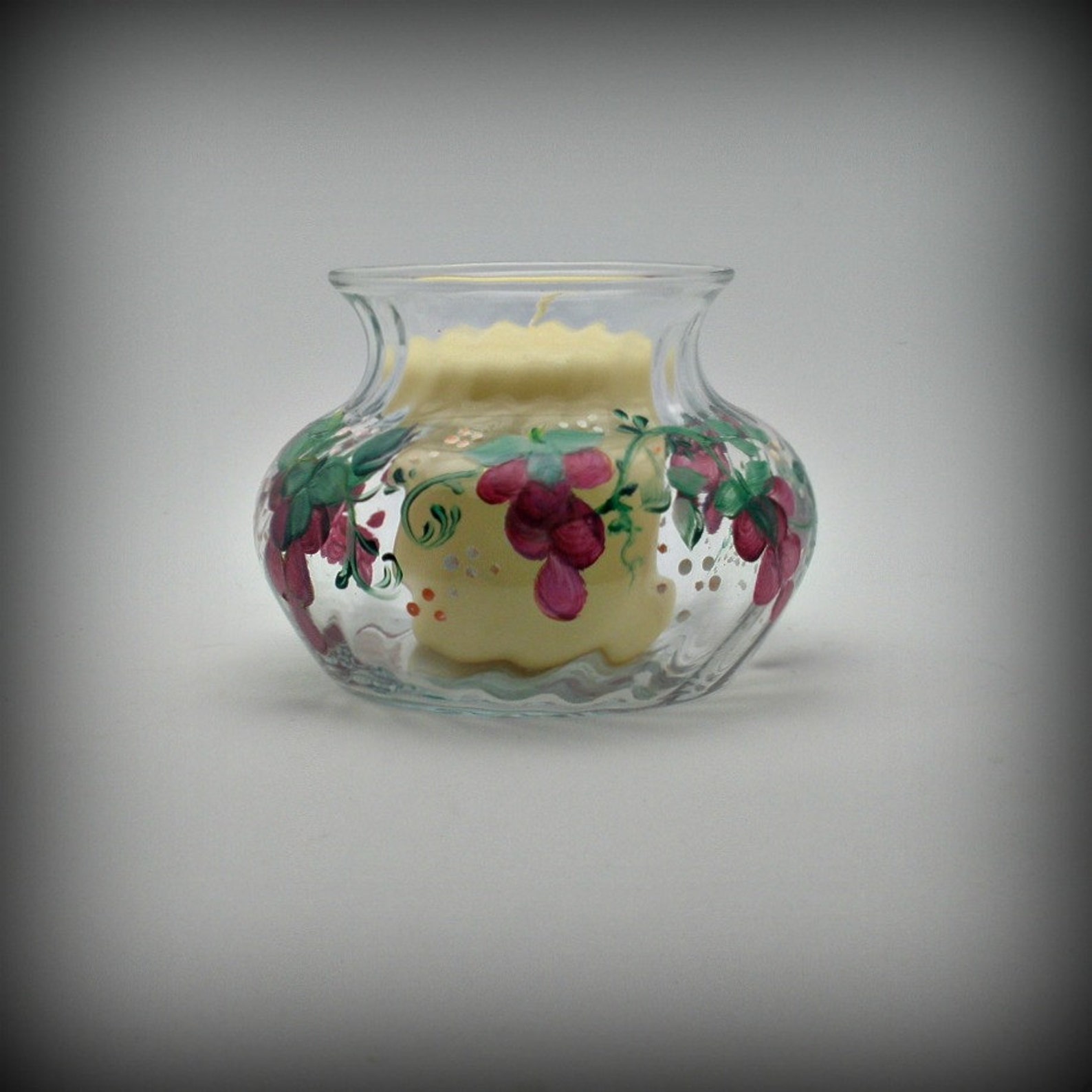 Painted Grape Glass Vase Hand Painted Magenta Grapes on Round - Etsy