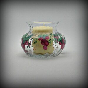 Painted Grape Glass Vase, Hand Painted Magenta Grapes on Round Ribbed ...