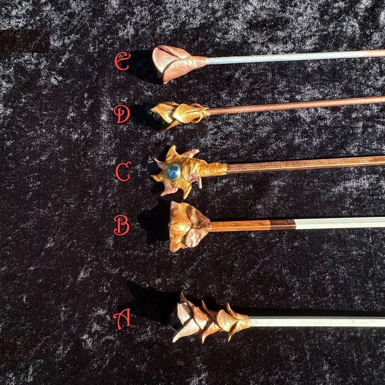 Handmade Elemental Wand – Sculpted Magical Staff With Glass Orb - Etsy
