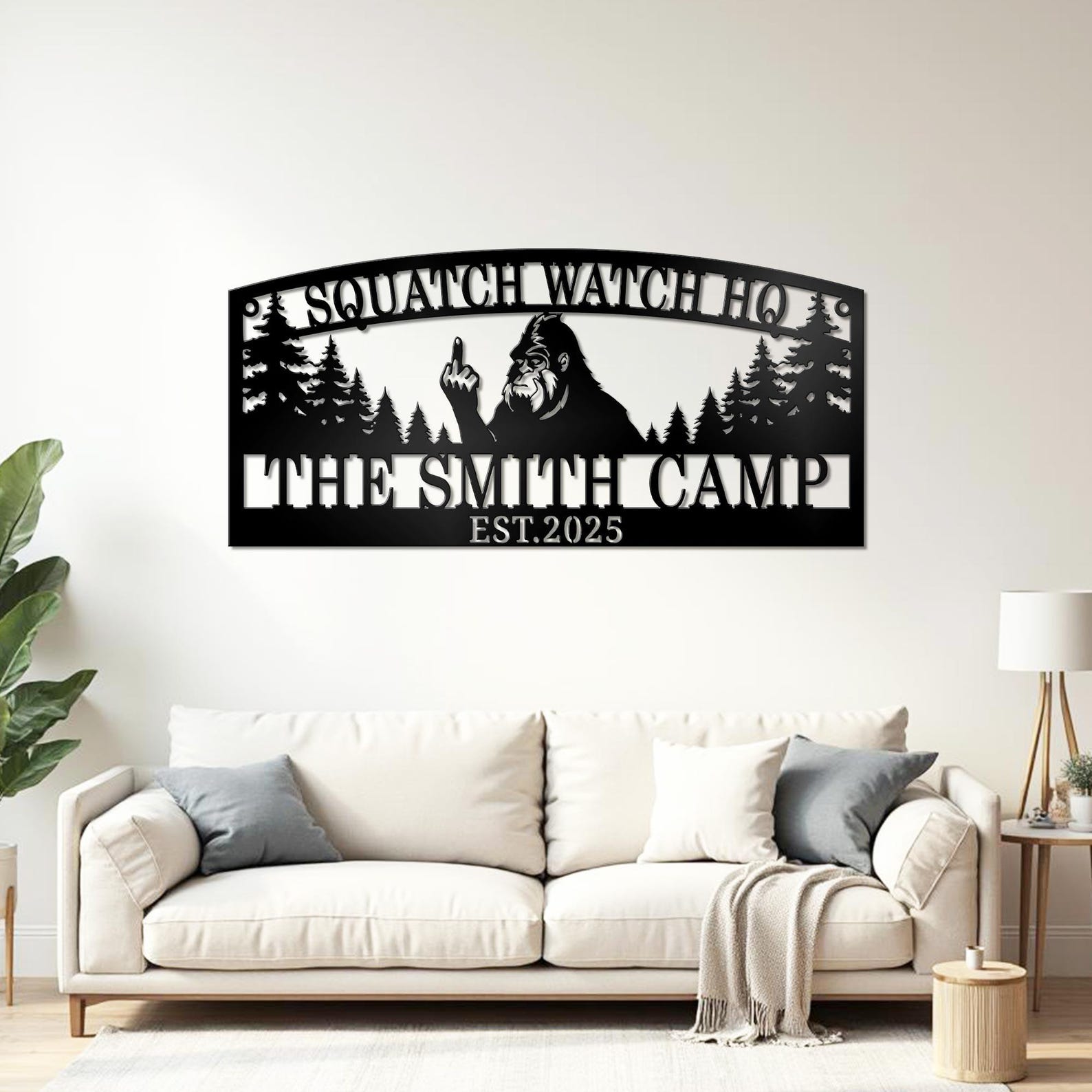 Flipping off Bigfoot Metal Sign: Funny Sasquatch Wall Art, Mancave ...