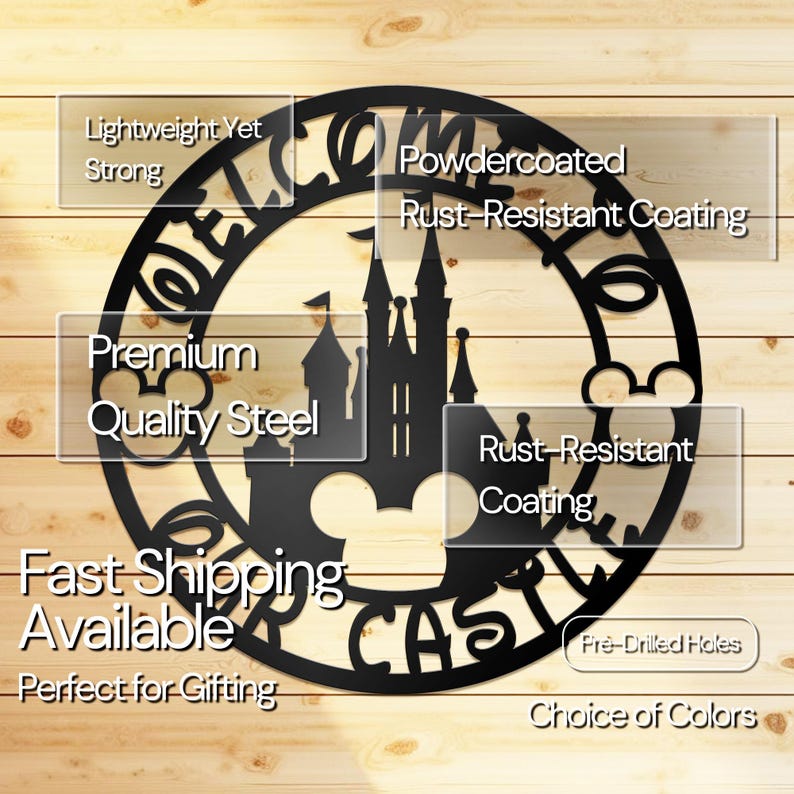 Disney Welcome to Our Castle Sign Personalized Metal Wall Art Mickey ...