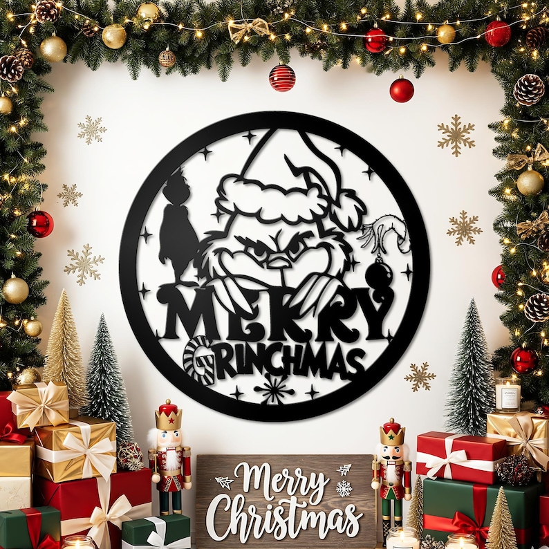 Personalized Merry Grinchmas Metal Wall Sign, Dr. Seuss Christmas Decor ...