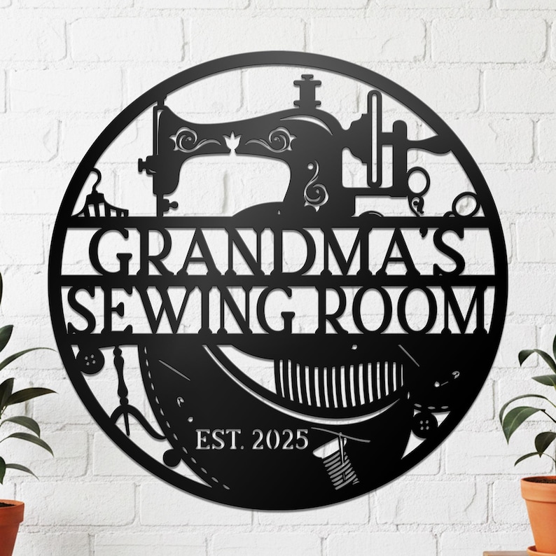 Personalized Sewing Room Metal Sign for Mom, Grandma's Craft Studio ...