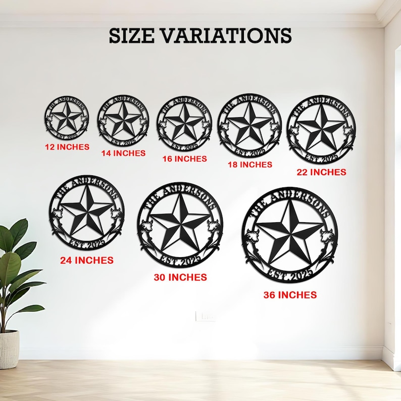 Personalized Texas Star Metal Sign, Custom Family Name Monogram ...