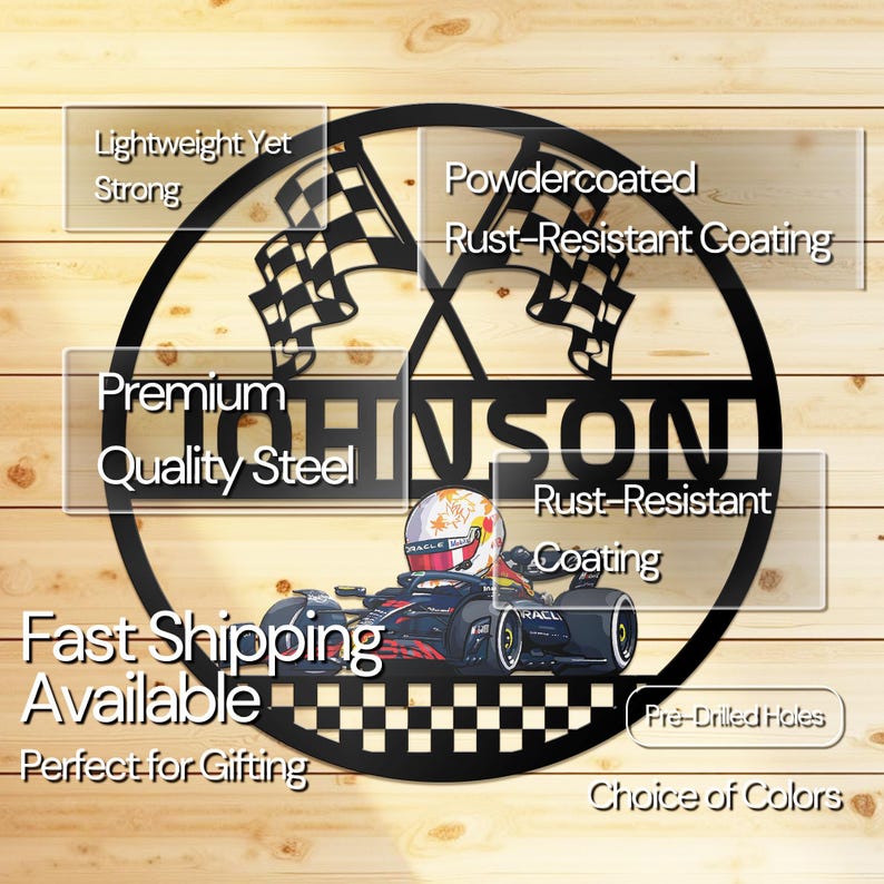 Personalized F1 Name Sign Garage Decor Custom Formula 1 Metal Wall Art ...