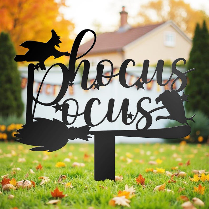 Personalized Hocus Pocus Halloween Yard Sign: Witch & Broom Lawn Decor ...