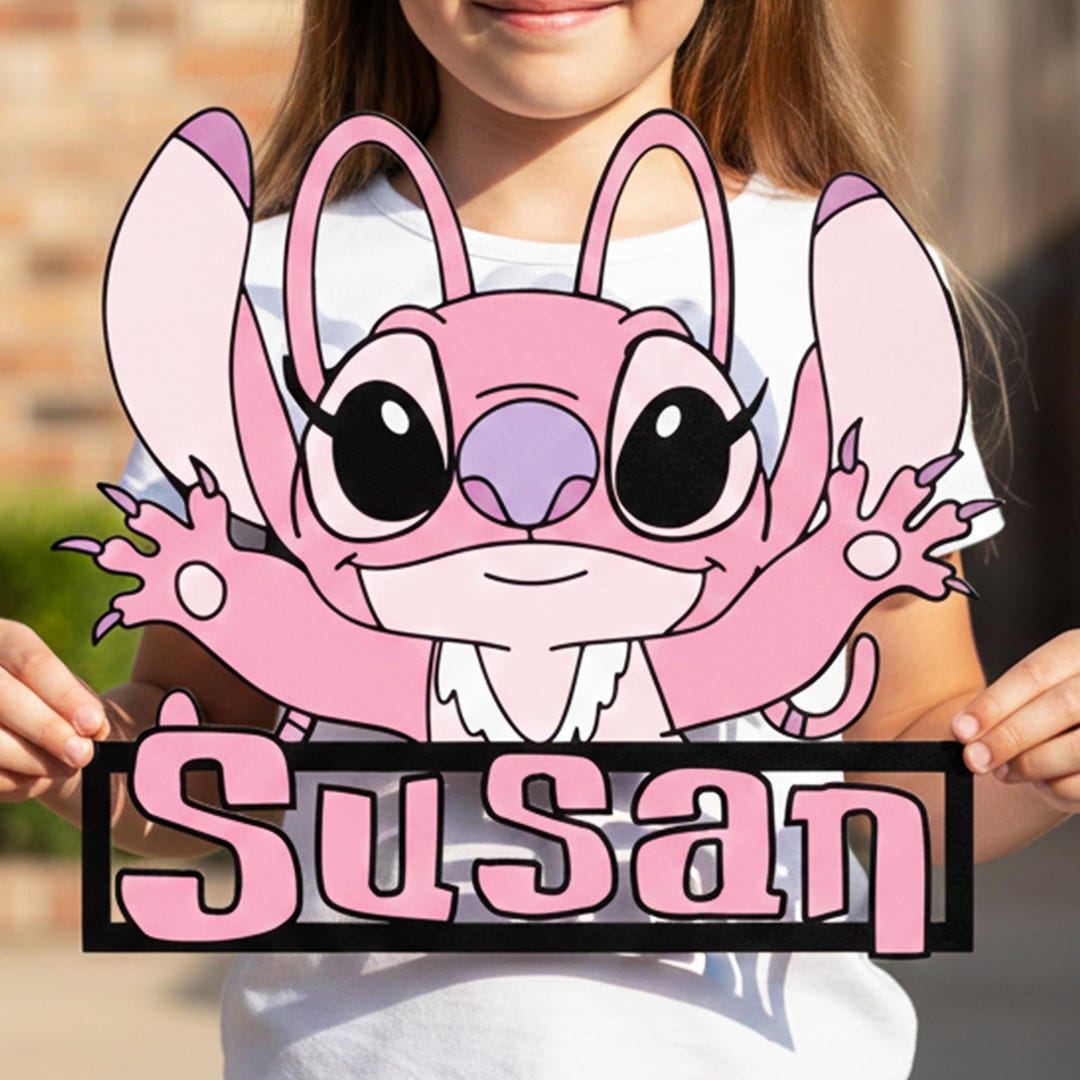 Stitch Angel Ohana Metal Sign Custom Name Susan, Disney Experiment 624 ...