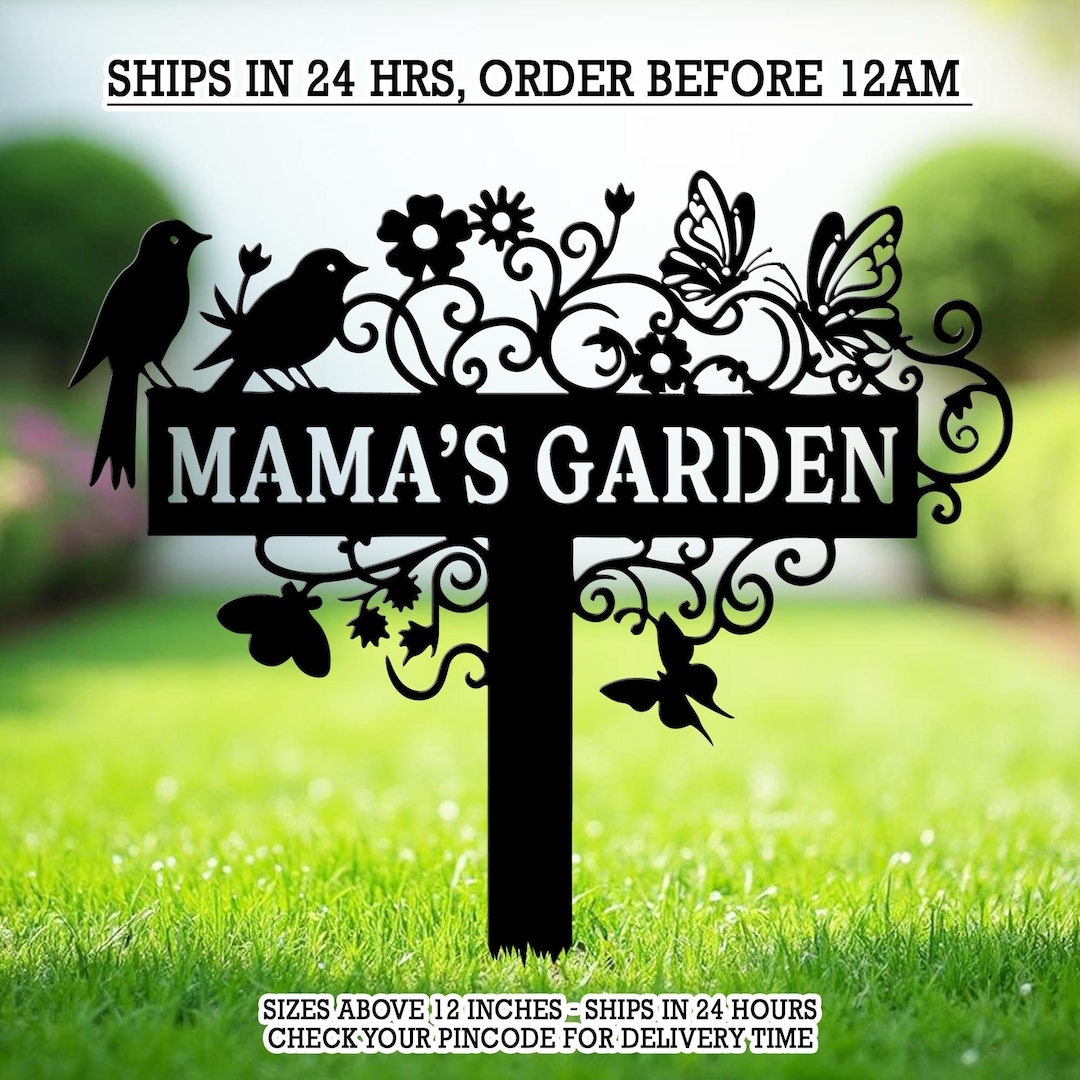 Personalized Bird & Flower Garden Sign: Custom Metal Decor, Mom's Gift ...