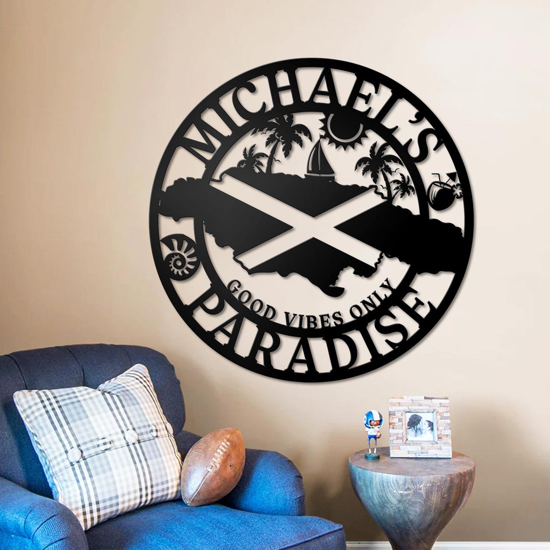 Custom Jamaica Tropical Metal Sign: Custom Beach House Name Decor - Etsy