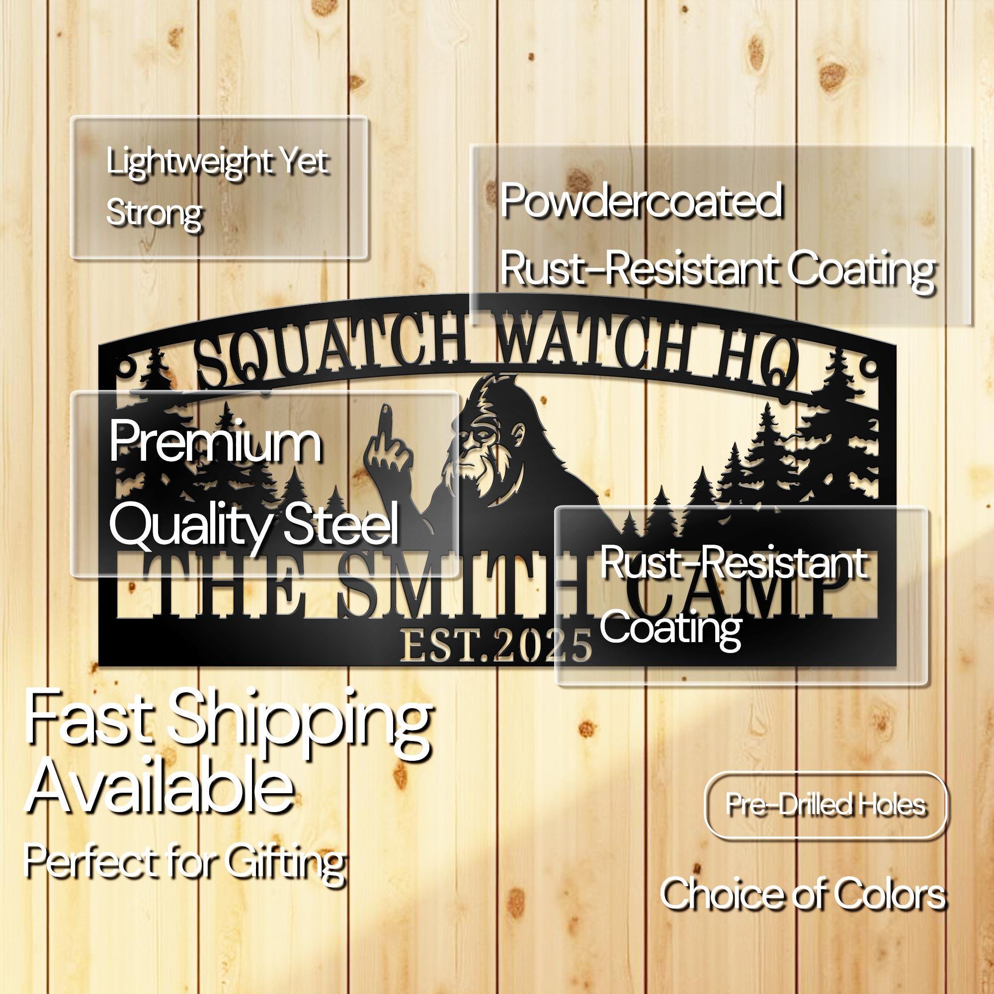 Flipping off Bigfoot Metal Sign: Funny Sasquatch Wall Art, Mancave ...