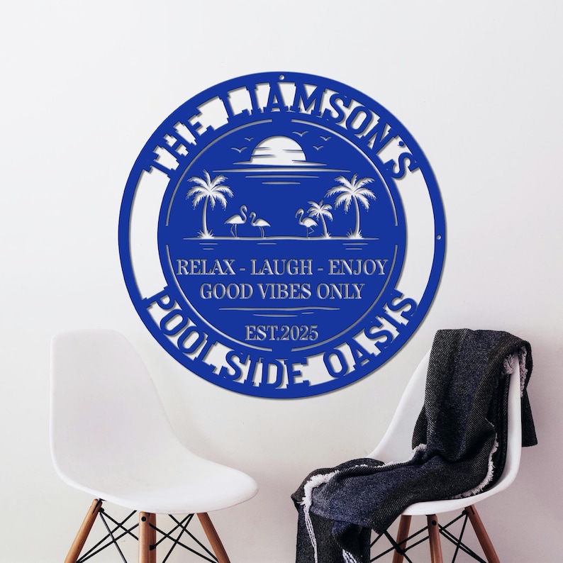Custom Poolside Metal Sign: Personalized Tiki Bar Decor - Etsy
