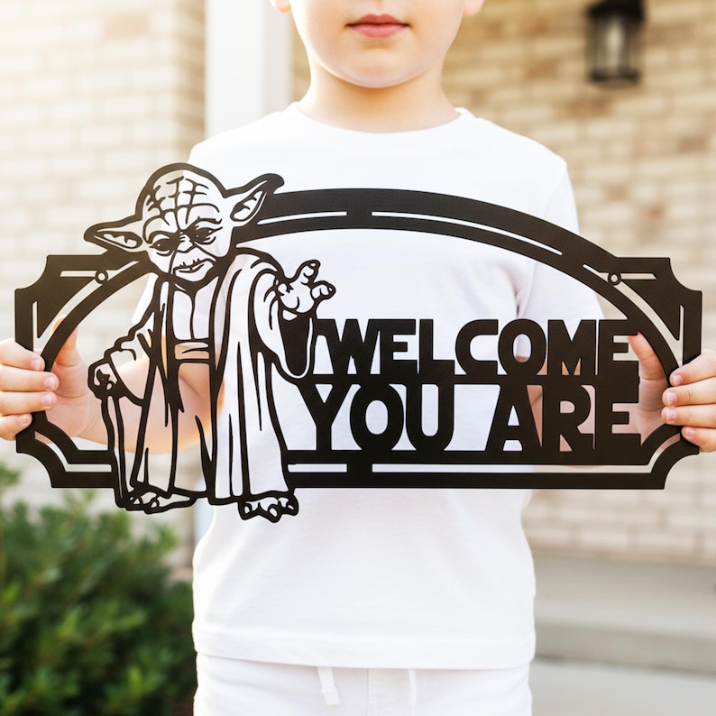 Yoda Welcome Sign Metal Wall Art Star Wars Decor Funny Front Porch ...