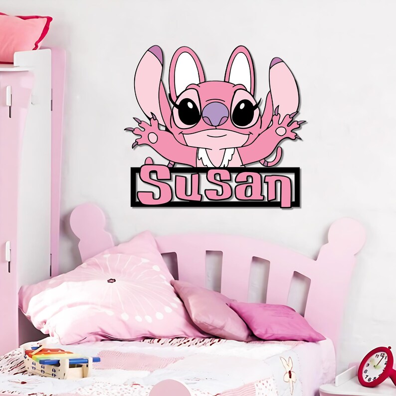 Stitch Angel Ohana Metal Sign Custom Name Susan, Disney Experiment 624 ...