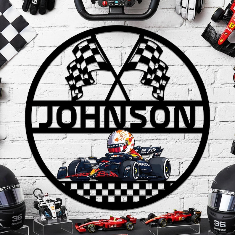 Personalized F1 Name Sign Garage Decor Custom Formula 1 Metal Wall Art ...