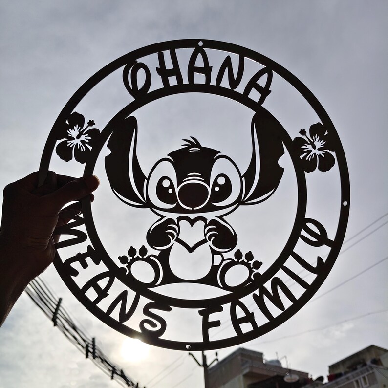 Ohana Means Family Metal Sign Cute Baby Room Wall Decor Hawaiian Theme ...