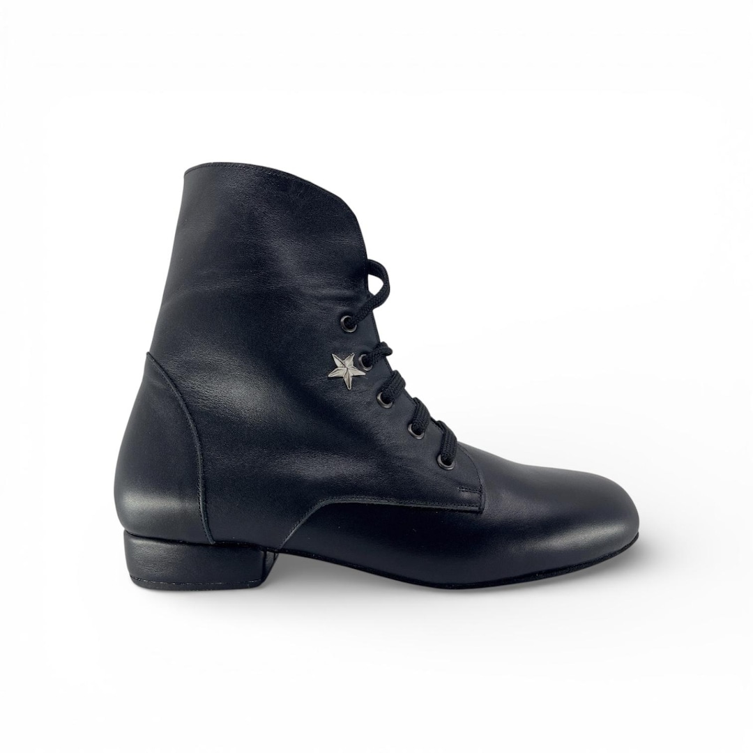 Geltony Bella Black Matte Leather Argentine Tango Boots | Handmade ...