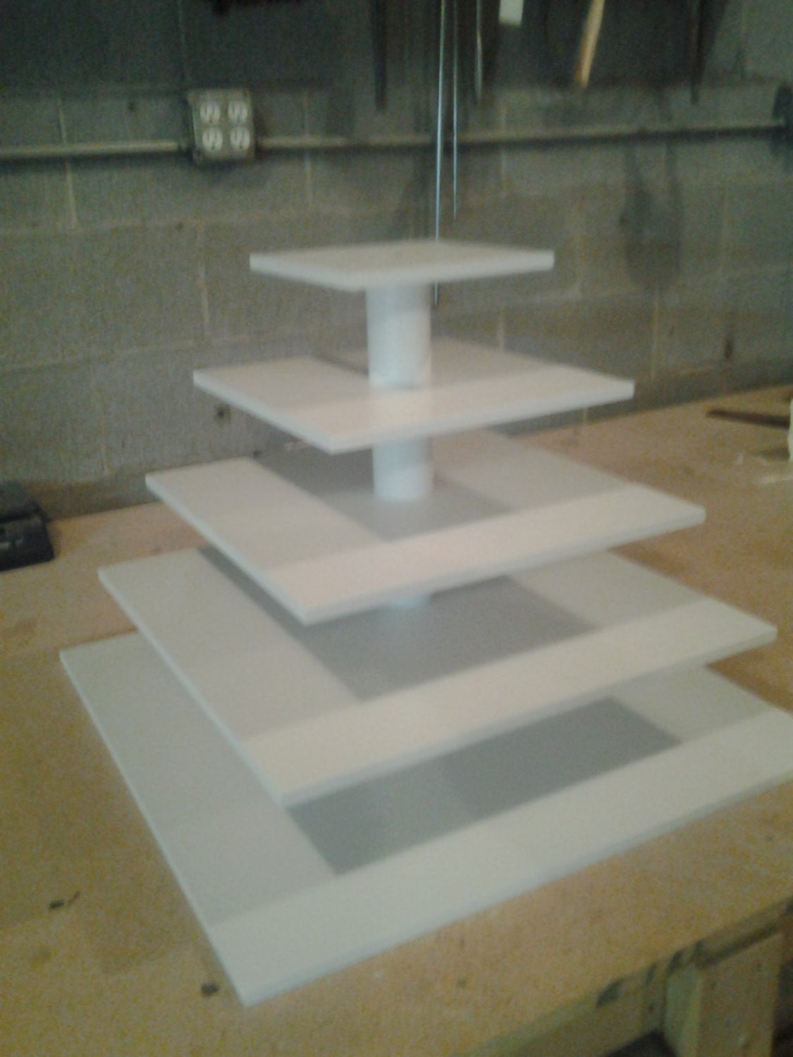 5 Tier Square Custom Made Cupcake Stand. 1/2 " Thick Tiers. Holds 200 ...