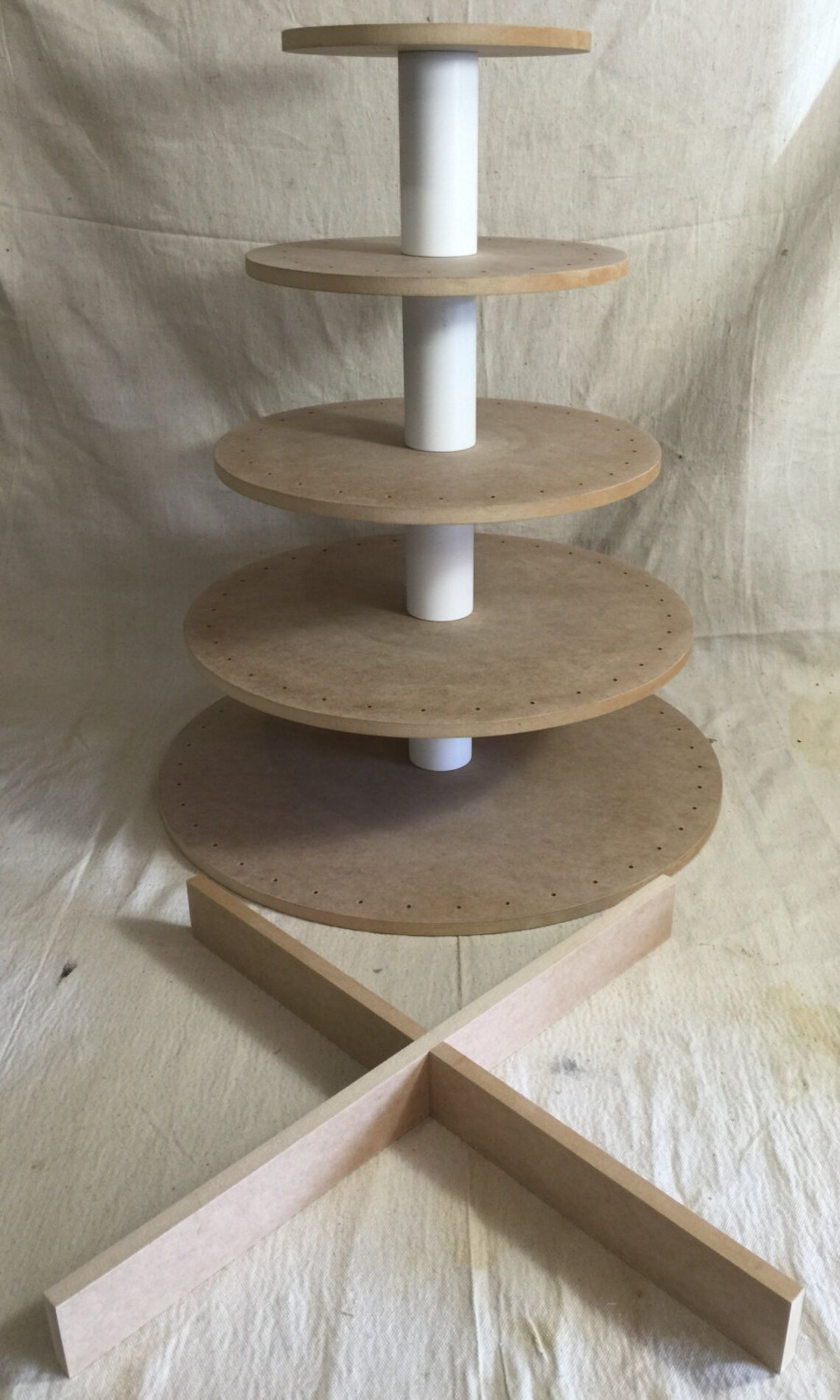 5 Tier Round Unfinished Cake Pop Stand With X Base. Holds up - Etsy
