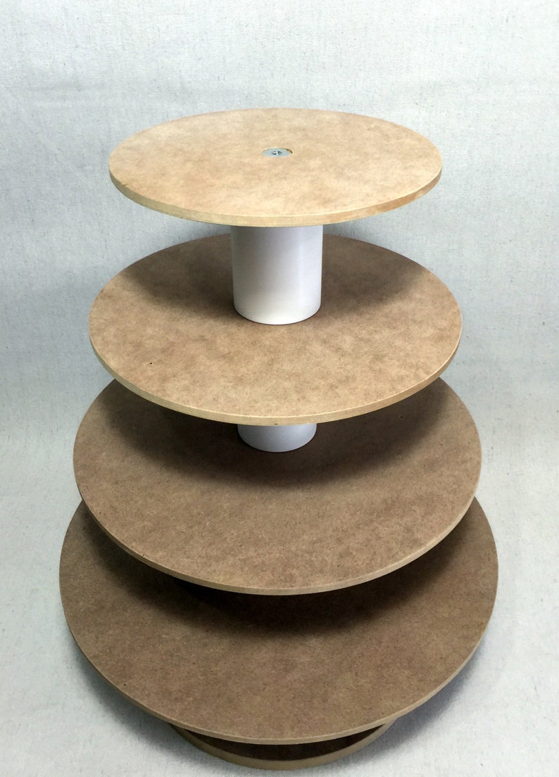 4 Tier Round Unfinished Custom Made Cupcake Stand. Can Hold up to 53 ...