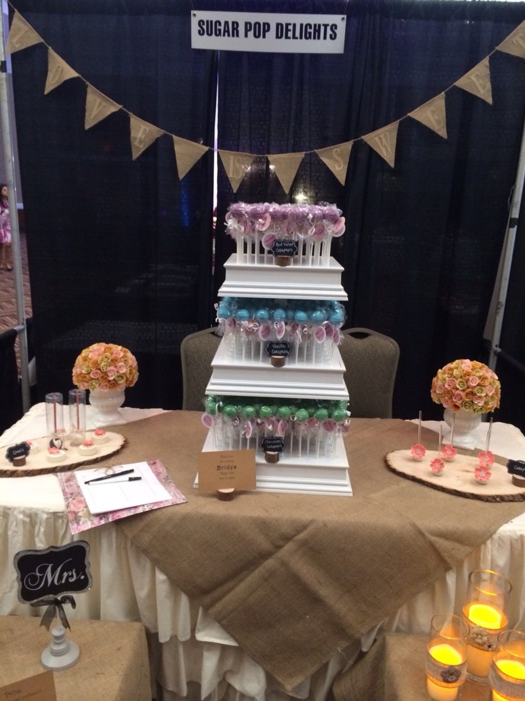 3 Tier Custom Made Square Cake Pop Stand With Matching Decorative Sides ...