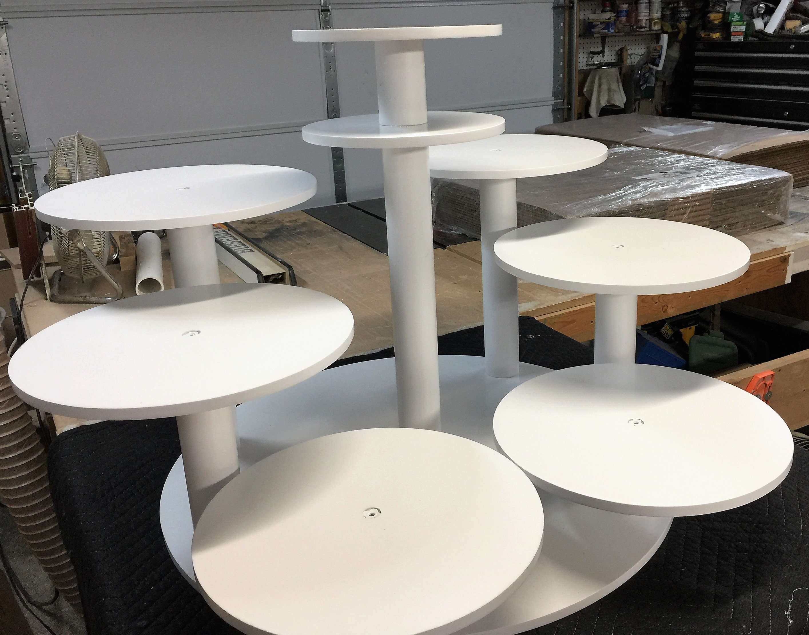 7 Tier Staggered Elevation Cupcake Stand With Center Post for Cutting ...