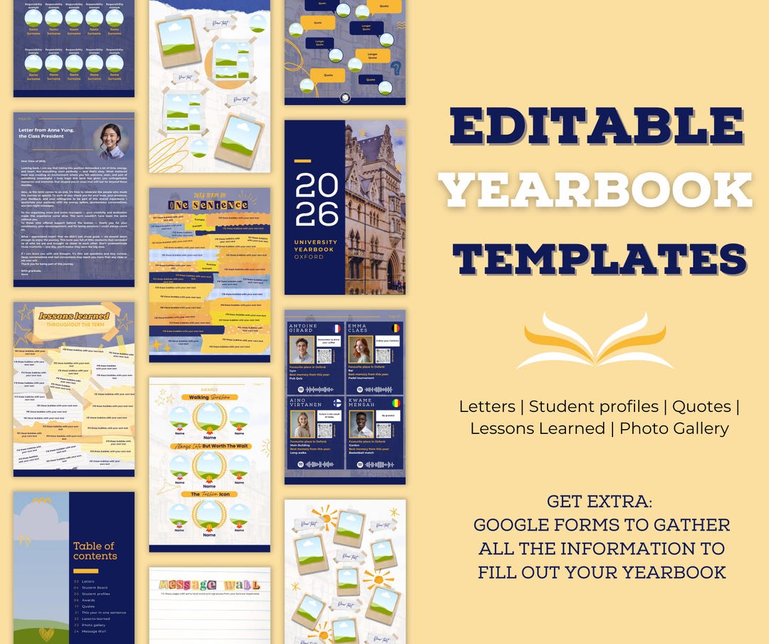 Editable Canva Yearbook Template | High School or College | Scrapbook ...