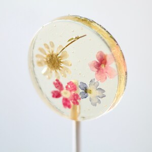 Round Pressed Flower Lollipop Favors: Edible Roses, Daisies - Baby in ...