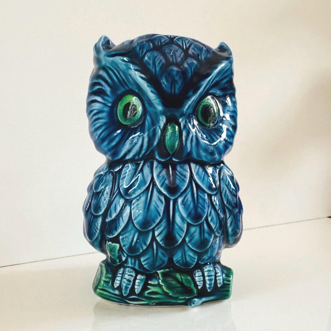 Midcentury Inarco Blue, Mood Indigo, Owl Planter, Vase - Etsy