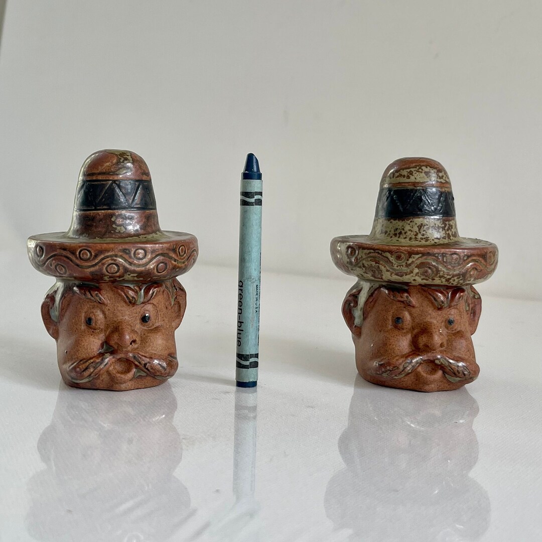 Vintage Nagoya Stoneware Salt and Pepper Shakers, Heads With Sombreros ...