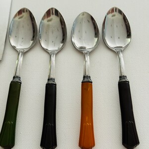 Vintage Flatware With Bakelite Handles, Art Deco, Knives Forks Spoons ...