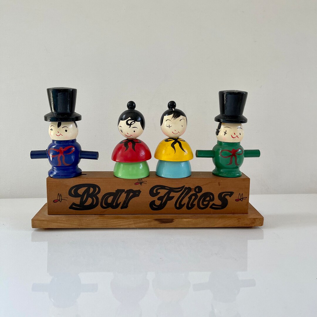 MCM Wooden Bar Flies Bar Caddy, Folk Art, Barware - Etsy