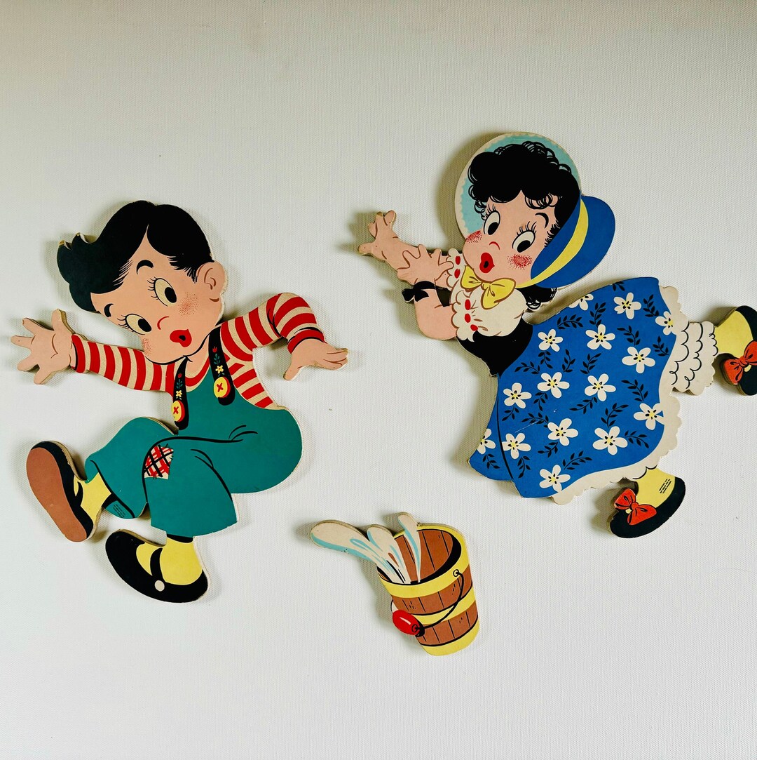 Vintage Jack & Jill Dolly Wall Decor, Nursery, MCM - Etsy
