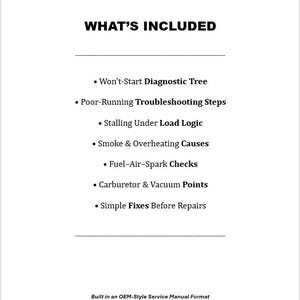 Small Engine Troubleshooting Flowchart PDF | DIY Repair Guide for ...