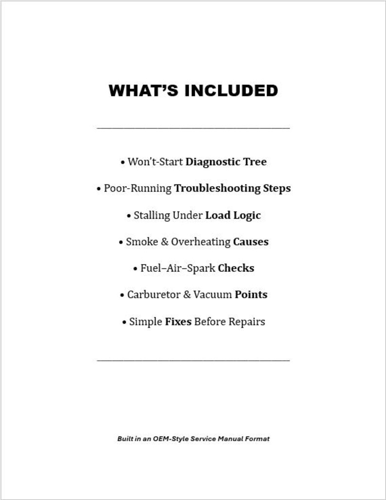 Small Engine Troubleshooting Flowchart PDF | DIY Repair Guide for ...
