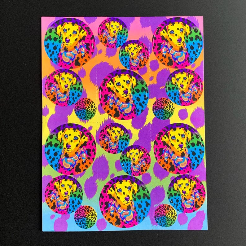 VINTAGE LISA FRANK Dalmatian Dog Sticker Sheet | Puppy | Psychedelic | Fantasy | Rainbow - Etsy