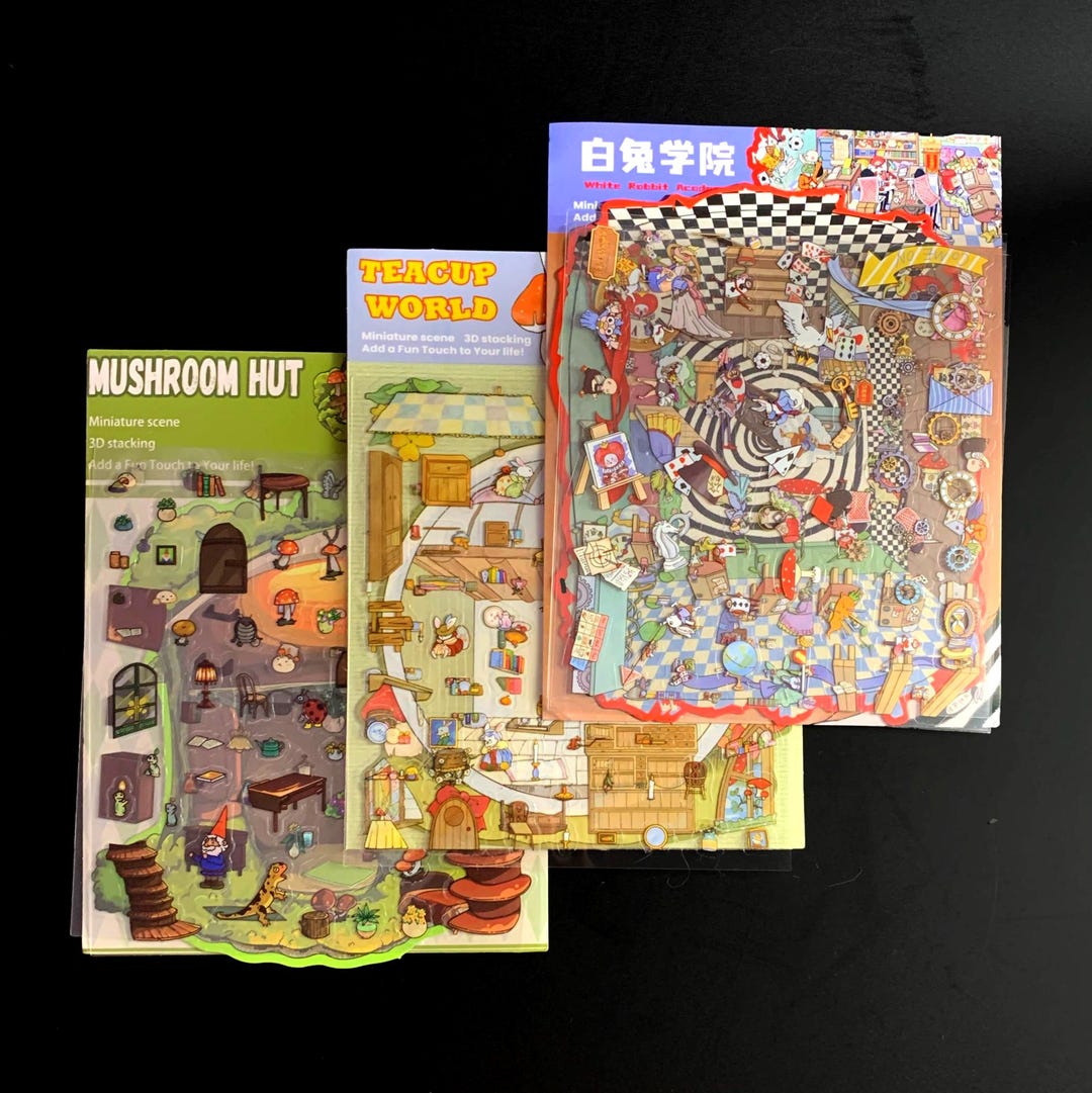 3 Pack FANTASY Land 3D LANDSCAPE Deco Scene STICKERS | Stationary ...